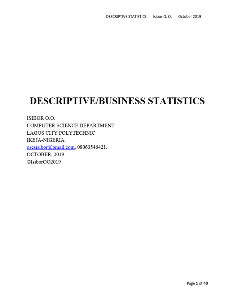 Descriptive Statistics Book Sta 111 | PDF | Sampling (Statistics ...