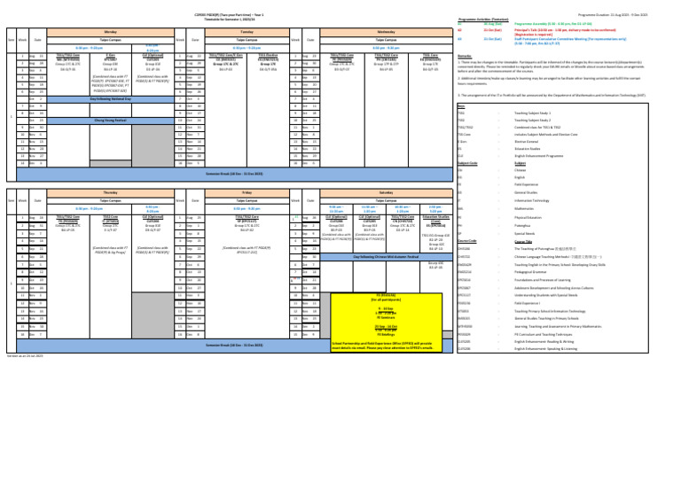 2023-24 PT-1 Sem 1 Timetable | PDF | Human Communication | Cognition