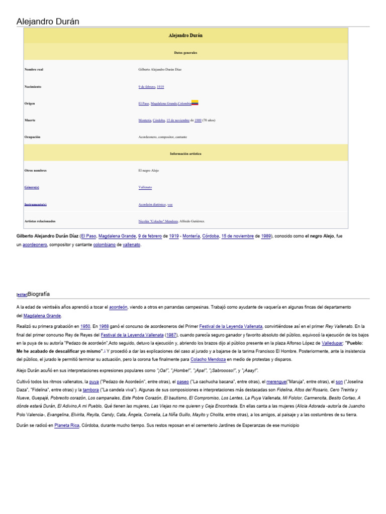 Biografia Alejandro Durán | PDF | Musica Latinoamericana