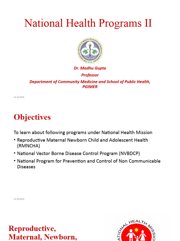 National Health Programs Overview | PDF | Maternal Death | Infant Mortality