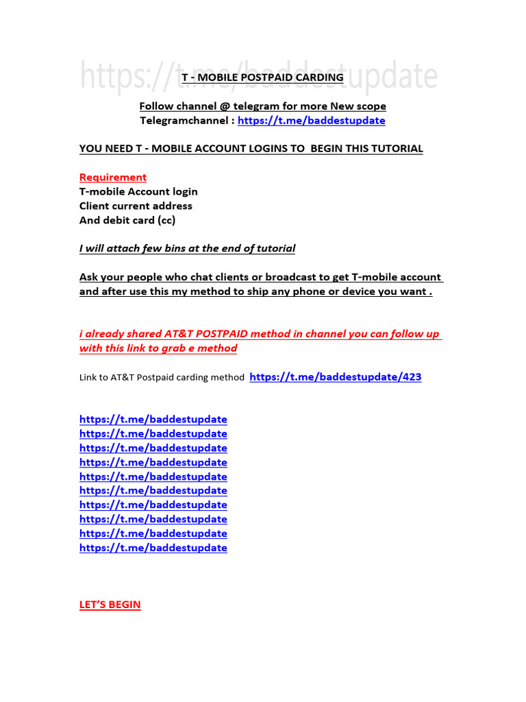 T-Mobile Postpaid Carding@Baddest | PDF | Point Of Sale | T Mobile Us