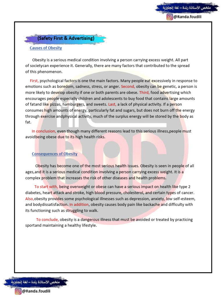 Paragraphs Safety | PDF | Obesity | Fast Food