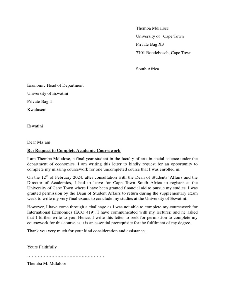 Letter To Economics HOD | PDF