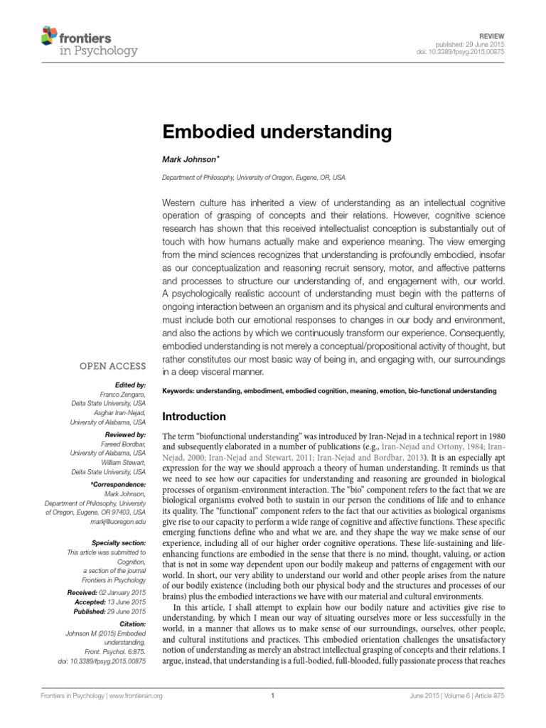 Embodied Understanding | PDF | Embodied Cognition | Concept
