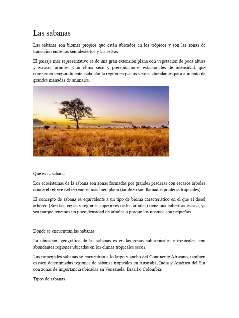 Localización de las Sabanas Tropicales | PDF | Sabana | Zona tropical