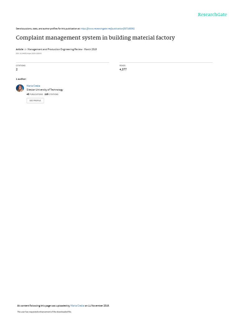 12 - Complaint Management System in Building Material Factory | PDF ...