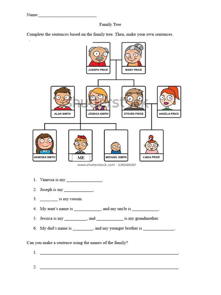 Family Tree Sentence Completion Exercise | PDF