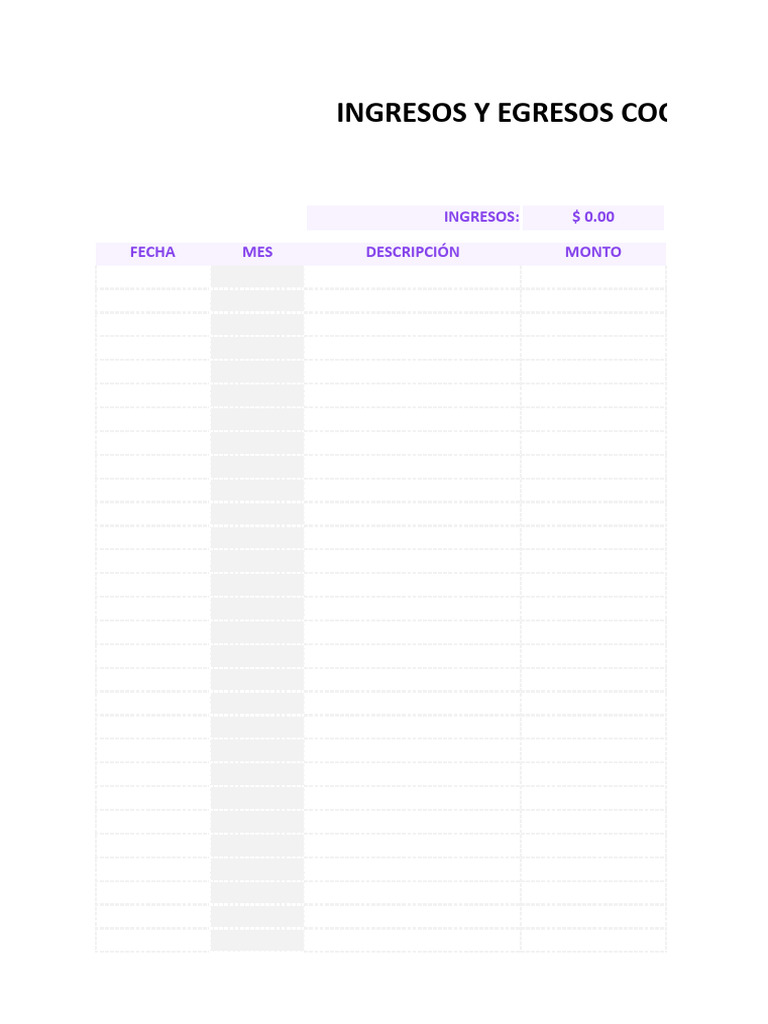 Planilla de Excel Para Control de Ingresos y Egresos (1) | PDF