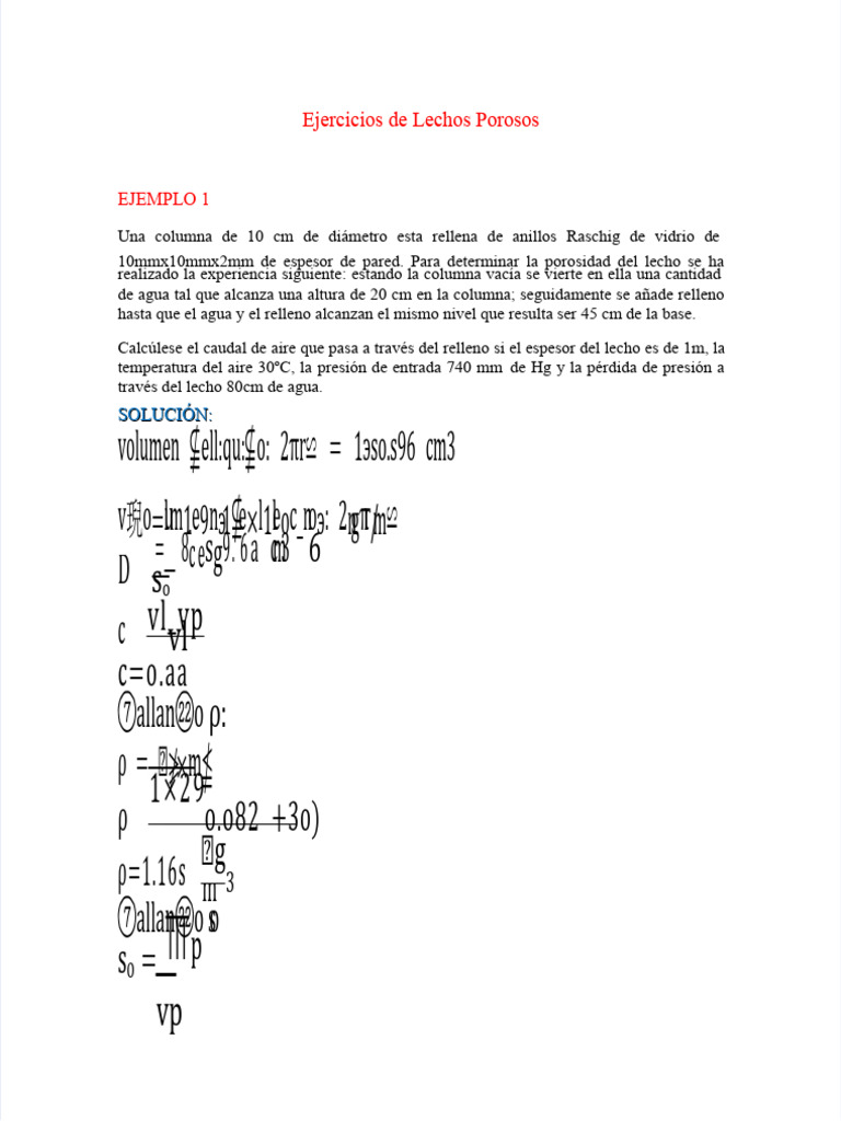 PDF Ejercicios de Lechos Porosos | PDF | Fases de la materia ...
