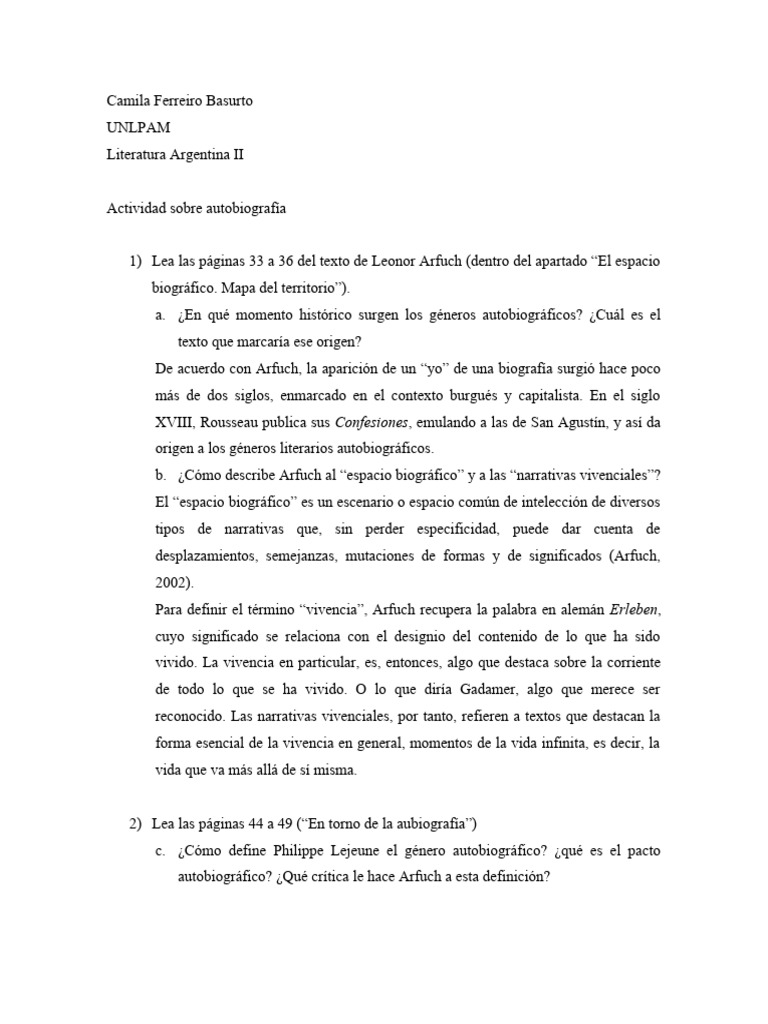 Actividad Sobre Autobiografía | PDF | Autobiografías