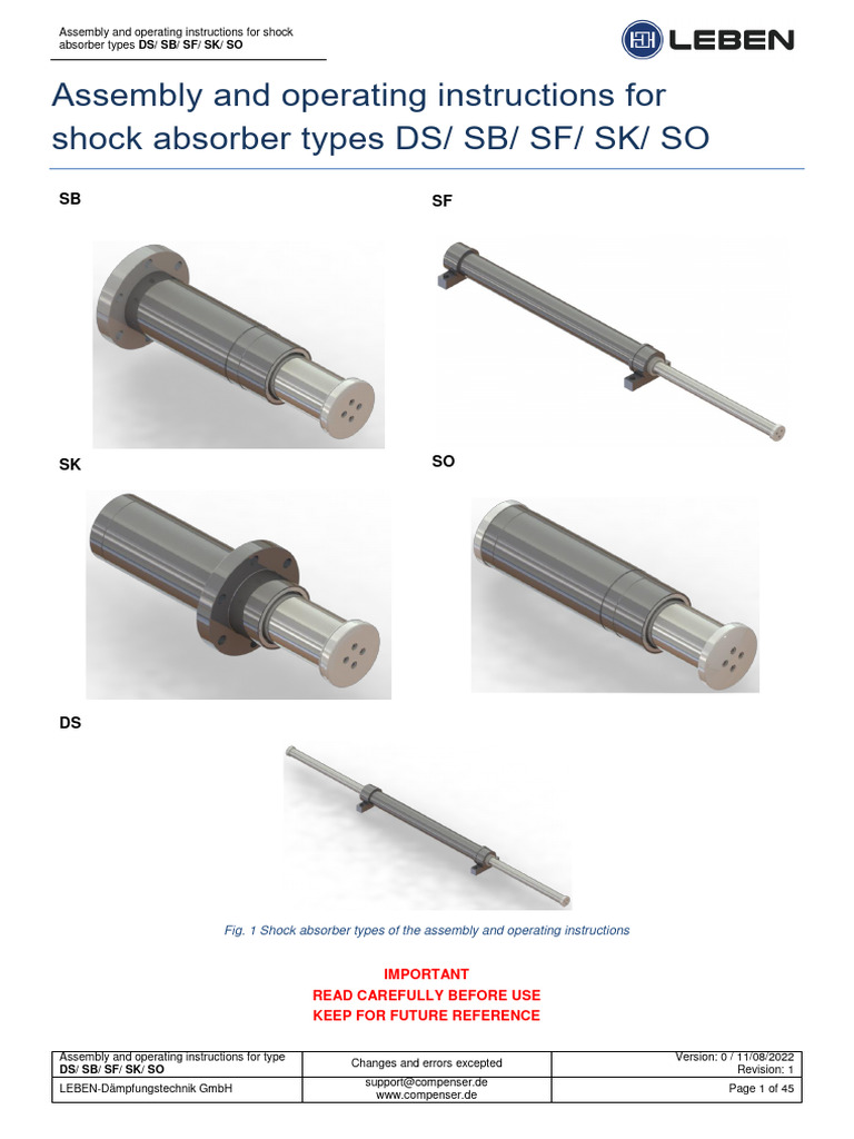 Assembly and Operating Instructions For Shock Absorbers (Buffers) LEBEN ...