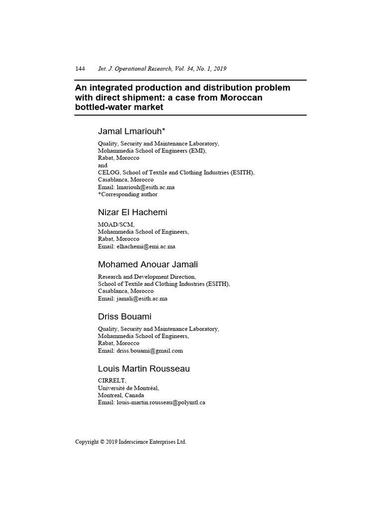 Ijor 2019 | PDF | Mathematical Optimization | Inventory