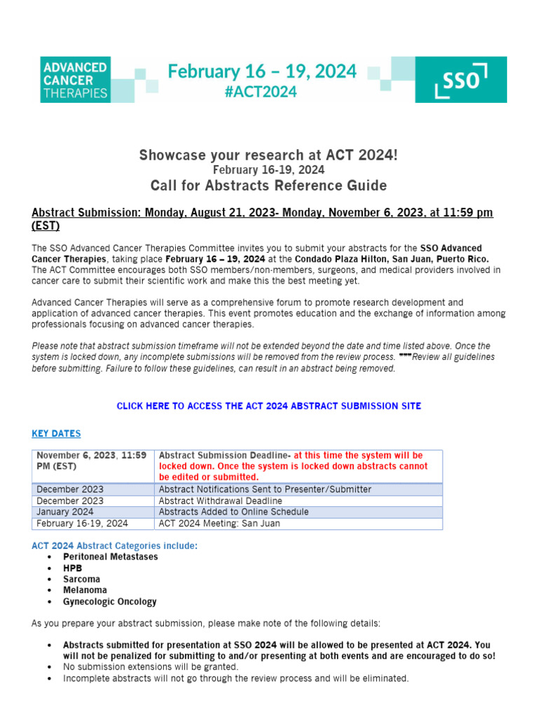 ACT 2024.abstract - Submission.guidelines Withlink | PDF | Conflict Of ...
