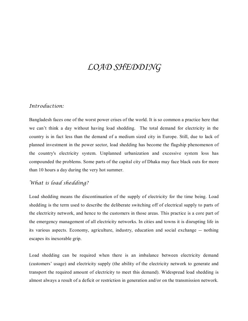 Load Shedding FINAL | PDF | Electrical Grid | Power Station
