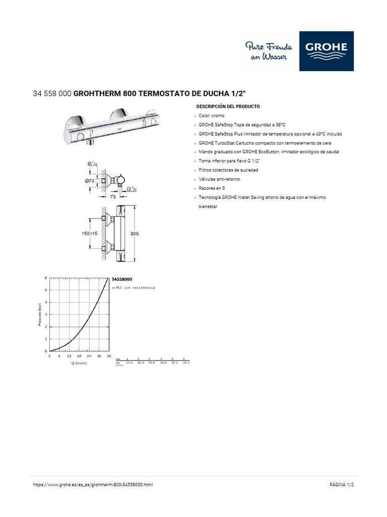 GROHE Specification Sheet 34558000 | PDF