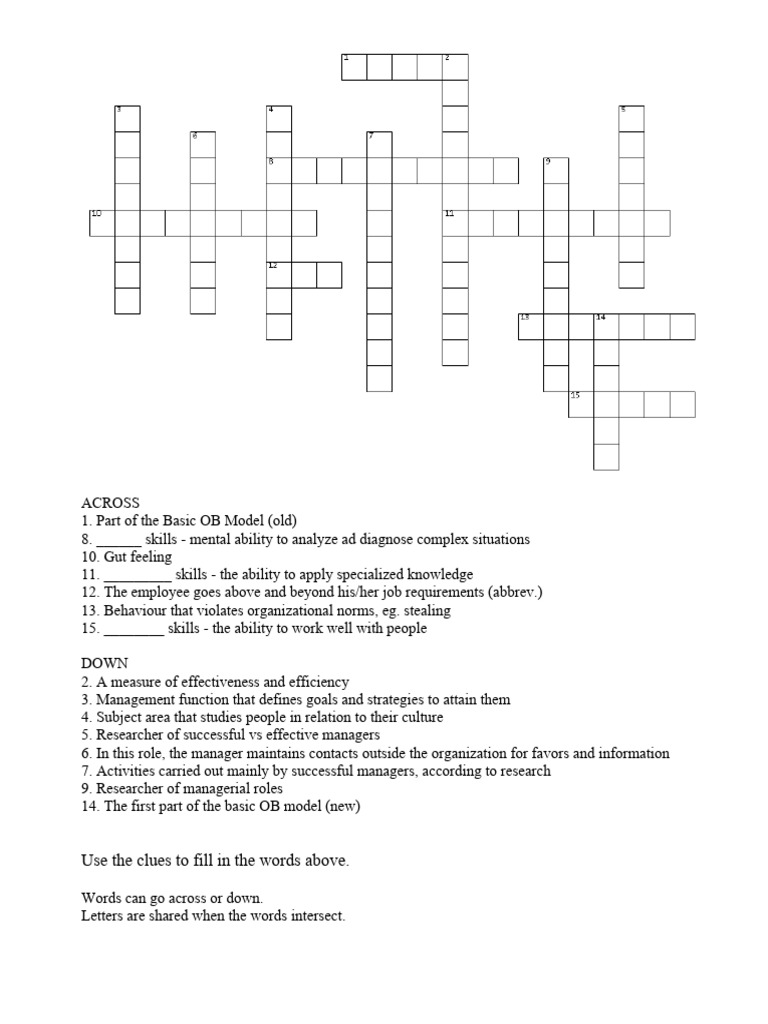 Lecture 1 Crossword Puzzle Student | PDF