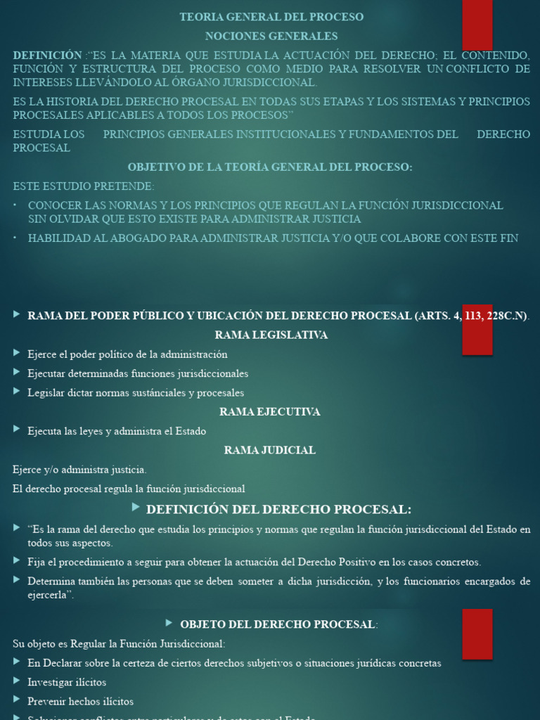Diapositivas Teoria General Del Proceso | PDF | Arbitraje | Ley procesal