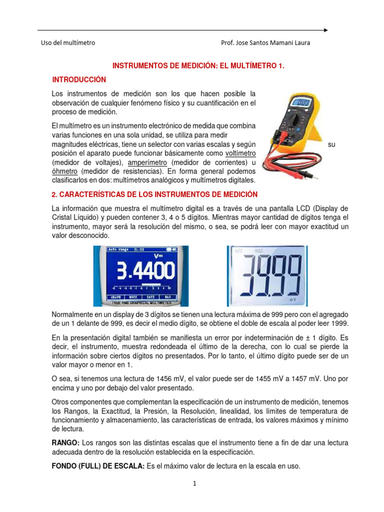 Uso Del Multimetro | PDF | Resistencia Eléctrica y Conductancia ...