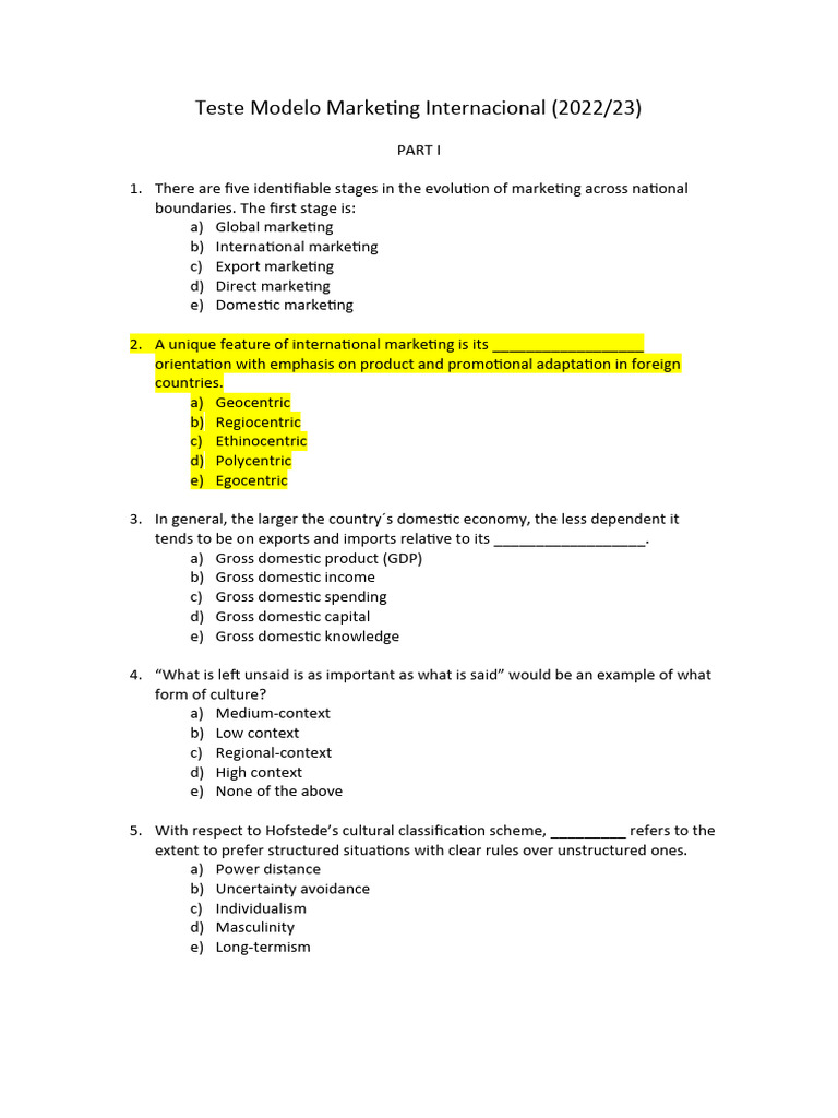 International Marketing Exam | PDF | Exports | Market Segmentation