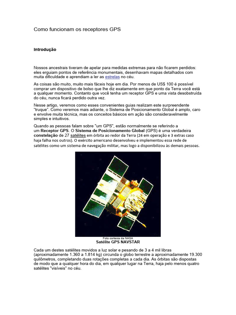 Funcionamento dos Receptores GPS | PDF | Sistema de Posicionamento ...