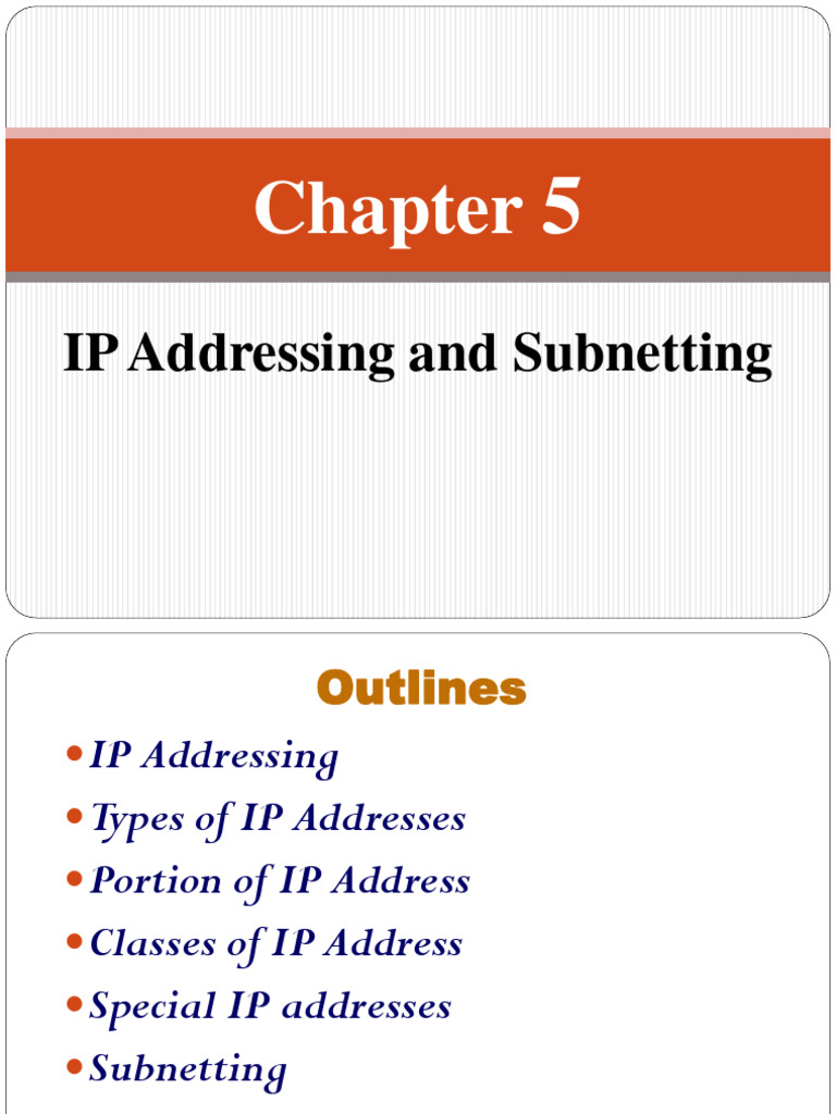 Chapter 5 Ip Addressing And Subnetting Pdf Ip Address I Pv6