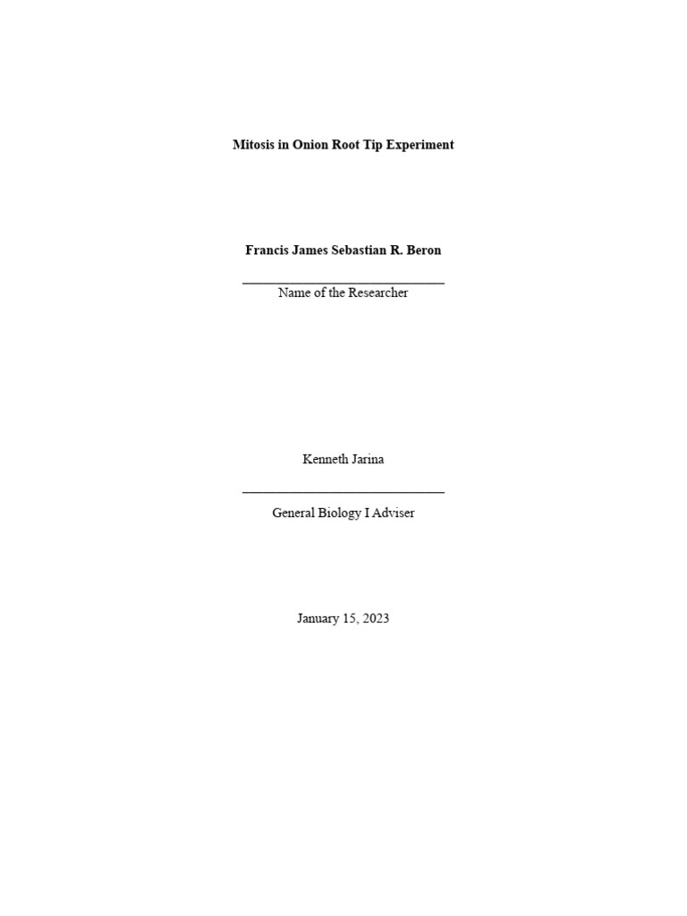 Observing Mitosis in Onion Root Tips | PDF | Mitosis | Cell Biology