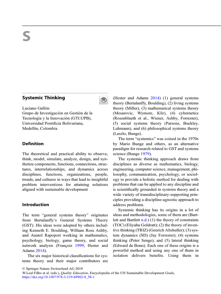 Systemic Thinking | Download Free PDF | Thought | System