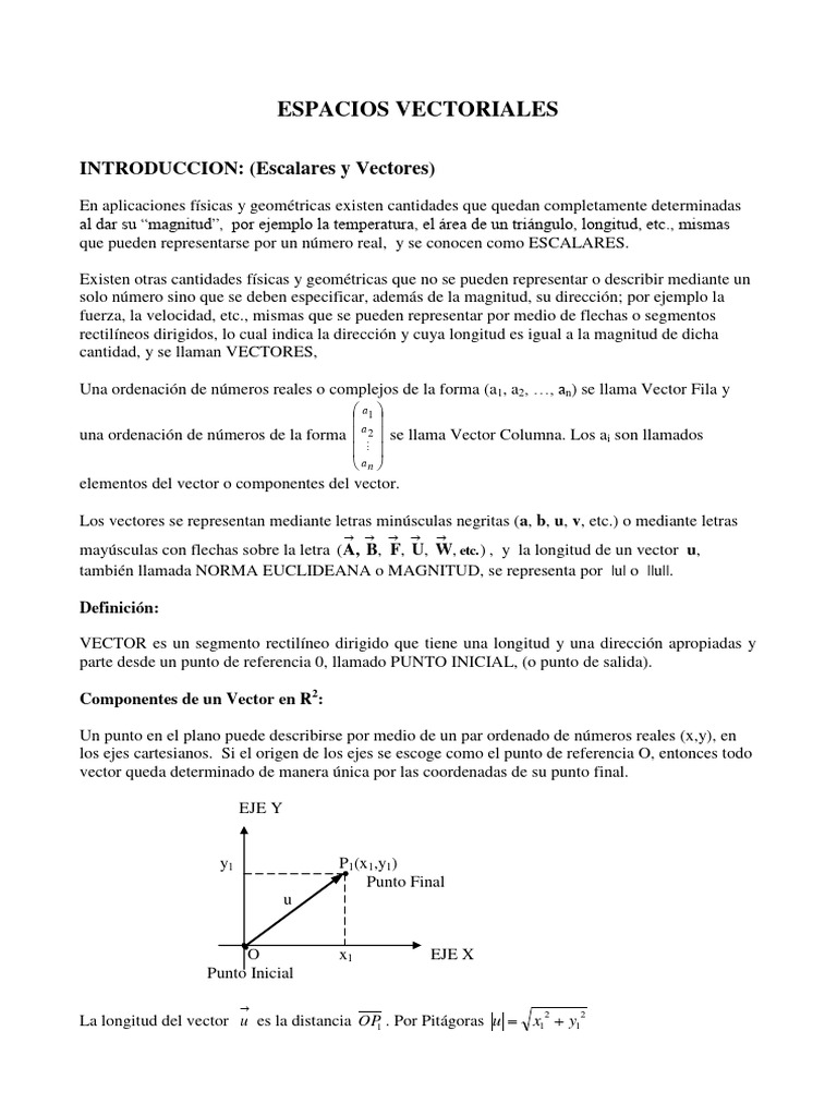 Espacios Vectoriales | PDF | Vector Euclidiano | Espacio vectorial