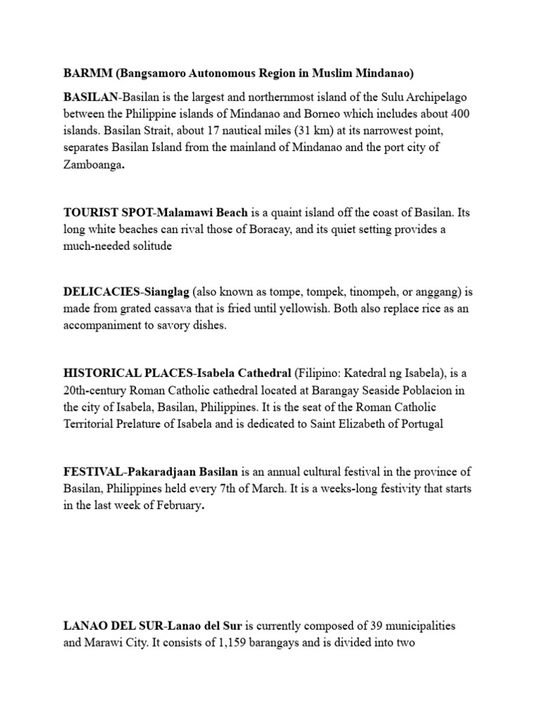 BARMM | PDF | Mindanao | Foods