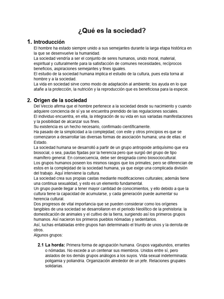 Qué Es La Sociedad | PDF | Sociedad | Humano