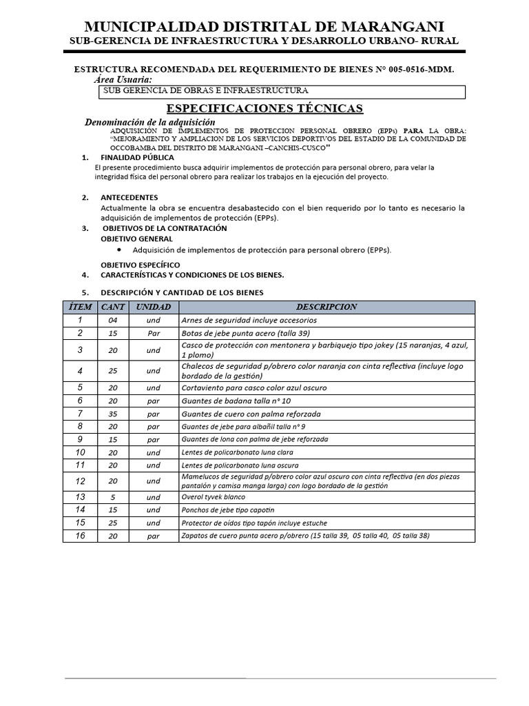 TDR 516 EPPs Obrero | PDF