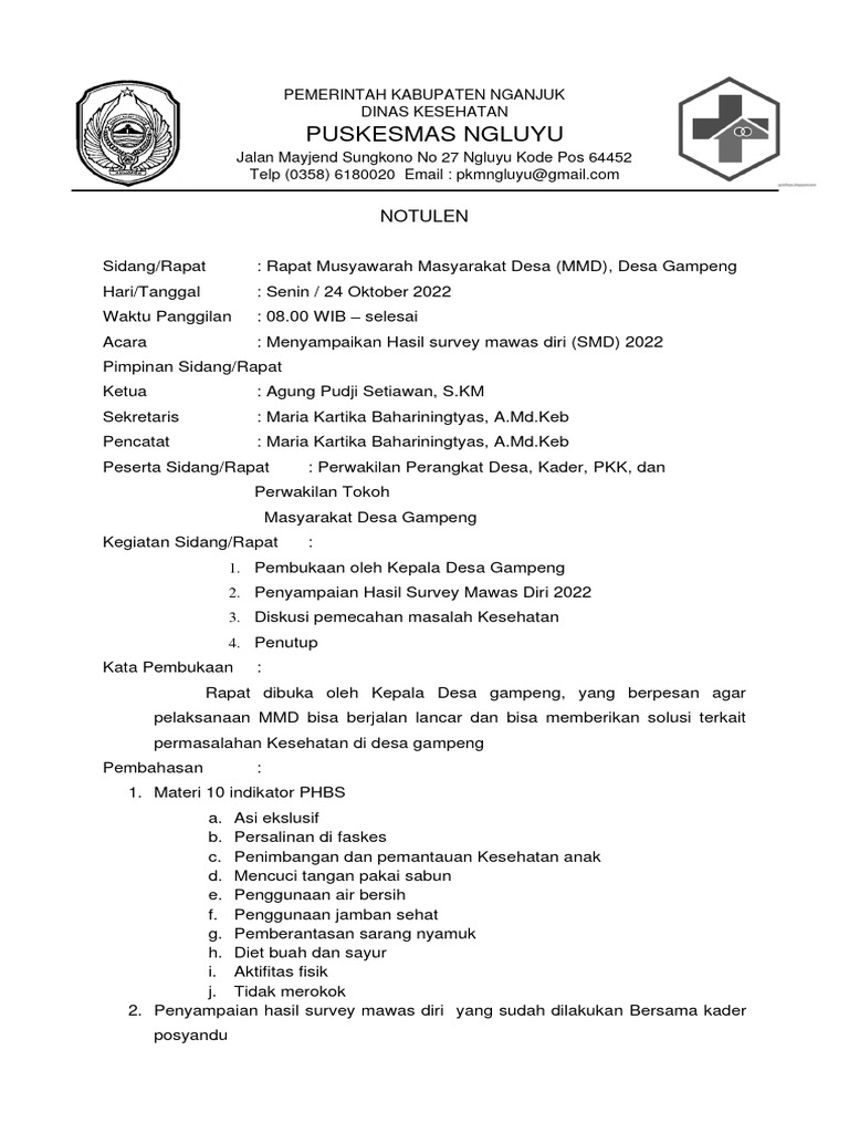 2.1.1 EP A NOTULEN, Daftar Hadir, Undangan, Dokumentasi SMD, MMD 2022 | PDF