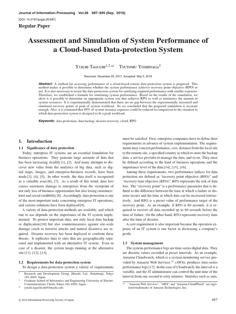 Assessment and Simulation of System Performance of A Cloud-Based Data-Protection System ...