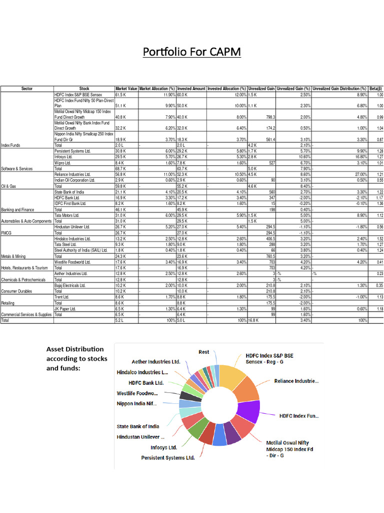 Portfolio For CAPM: Asset Distribution According To Stocks and Funds ...
