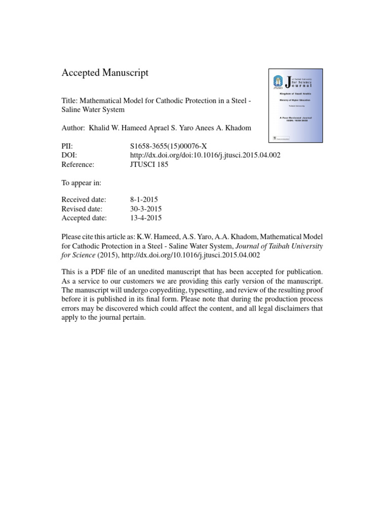 Cathodic Protection Modeling | PDF | Corrosion | Materials Science