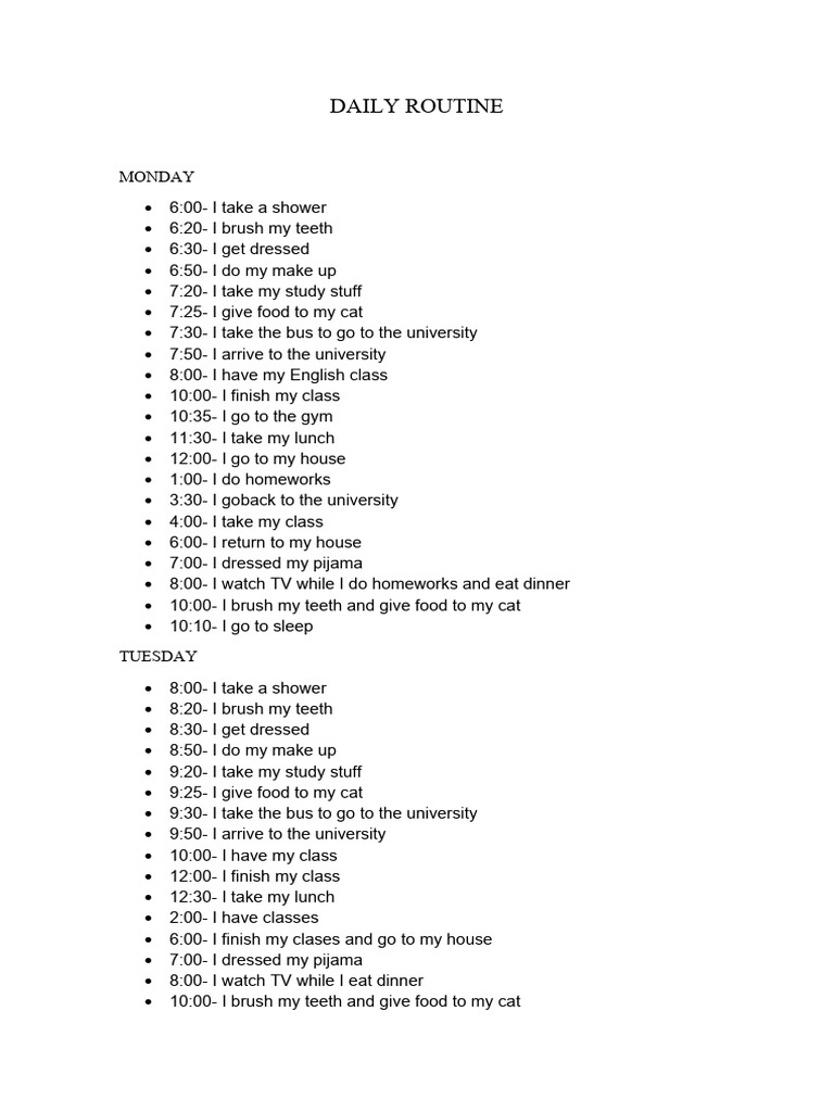 Daily Routine | PDF