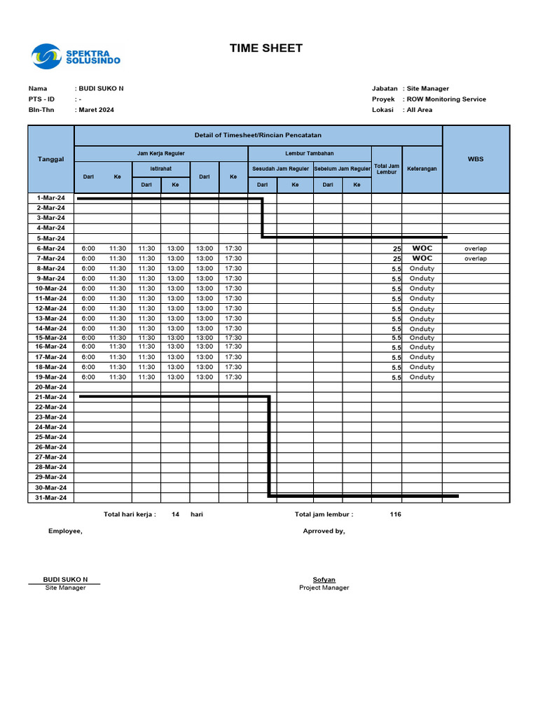 Time Sheet Pak Budi | PDF