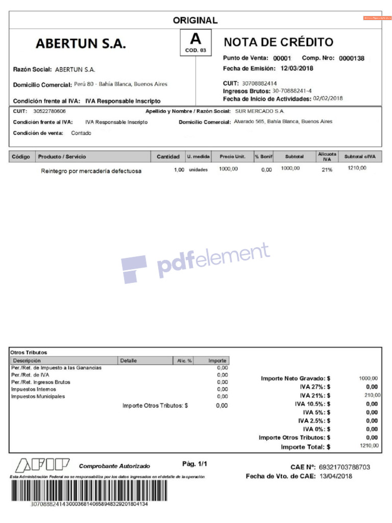 nota de credito | PDF