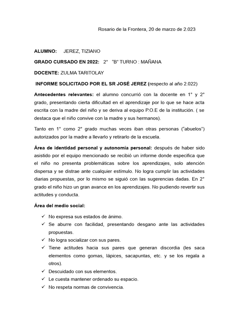 informe de alumnos | PDF