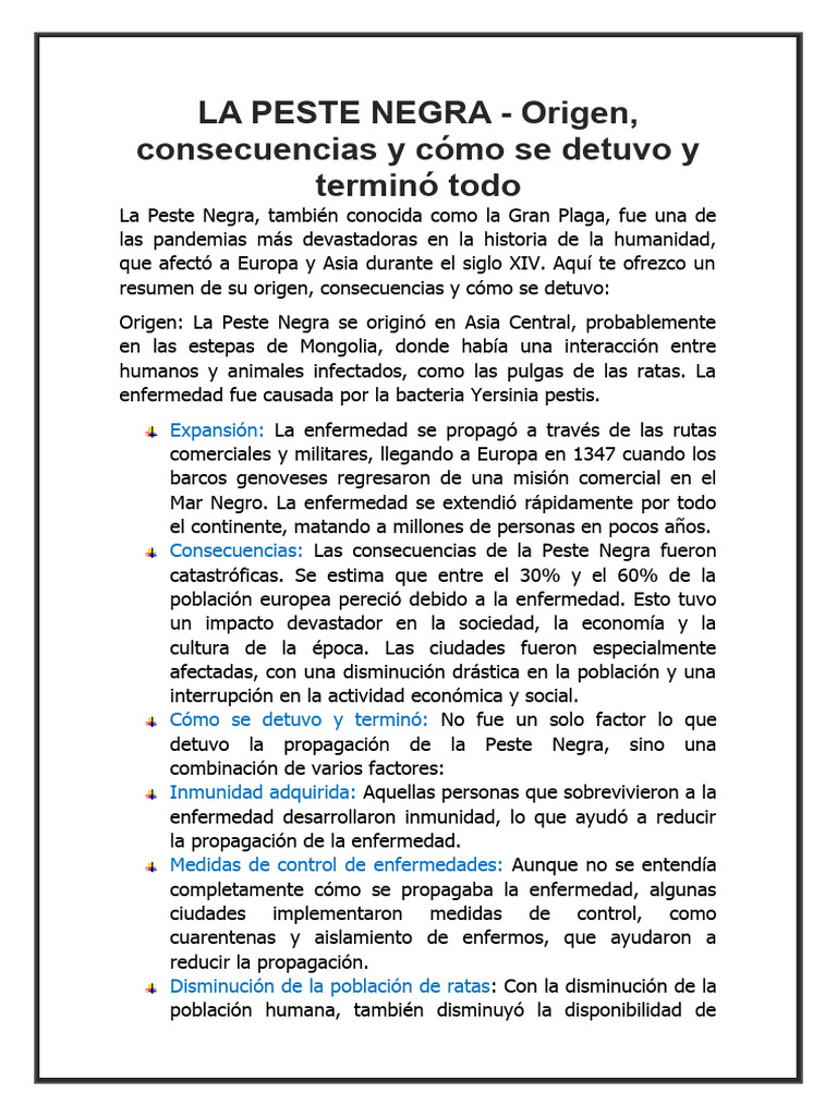 La Peste Negra | PDF | Muerte negra | Epidemiología