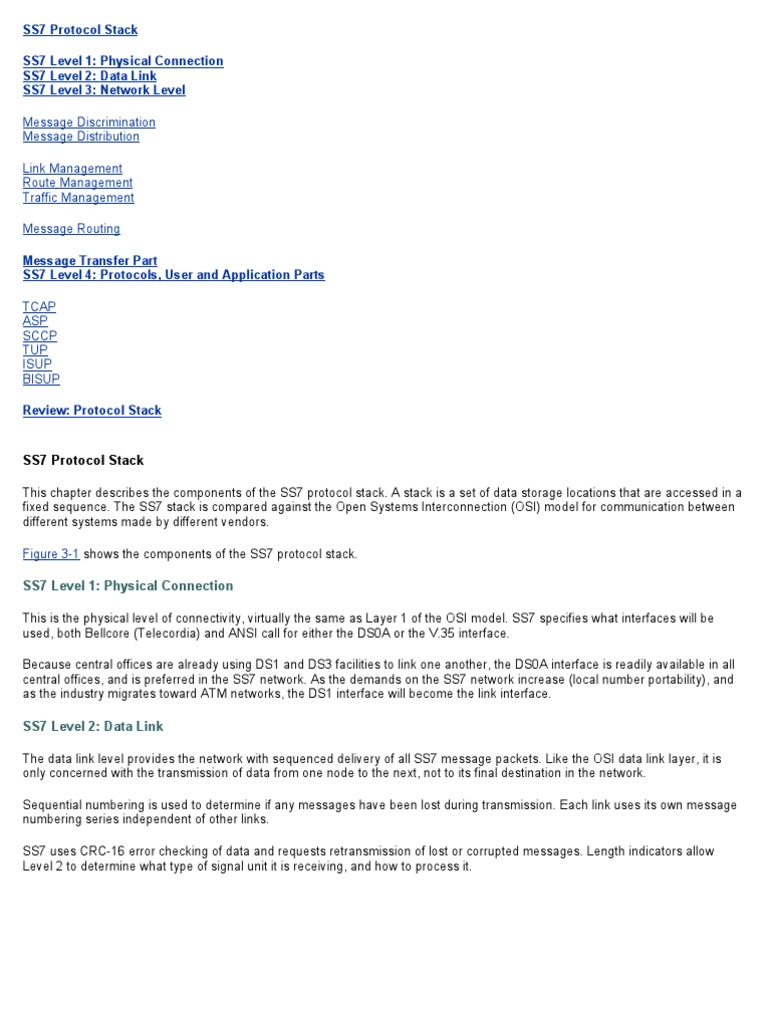 SS7 Protocol Stack | Download Free PDF | Communications Protocols ...