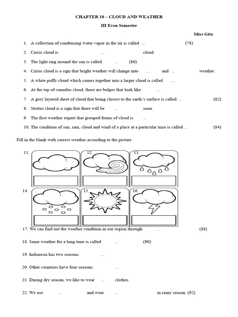 Chapter 10 Cloud and Weather Science 3 Even Sem | PDF