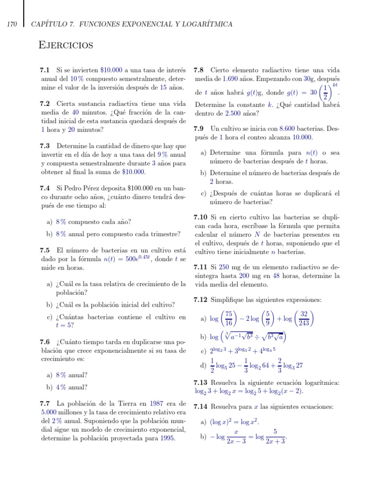 Cap 7 Ejer | PDF | Análisis matemático | Matemáticas Aplicadas
