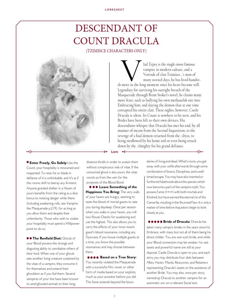 Descendants of Count Dracula in VTM | PDF | Dracula | Vampires