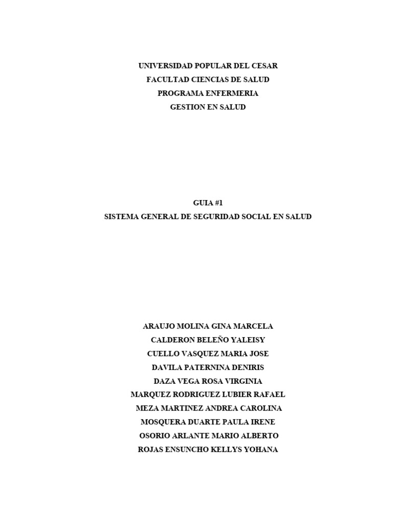 SGSSS Resuelta Guia 1 | PDF | Cuidado de la salud | Programas sociales