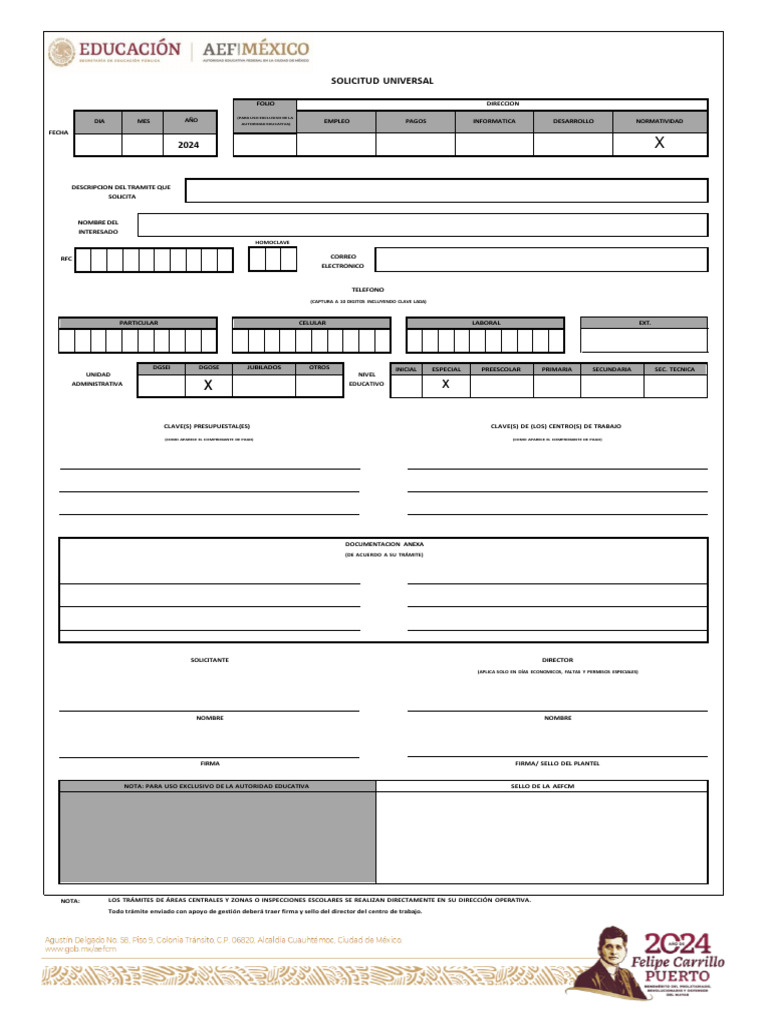 Solicitud Universal 2024 | PDF
