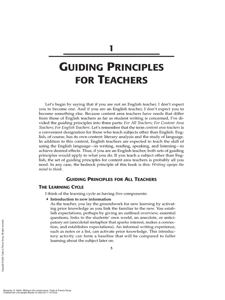 Writing in The Content Areas - (Part I Steps and Strategies) | PDF ...
