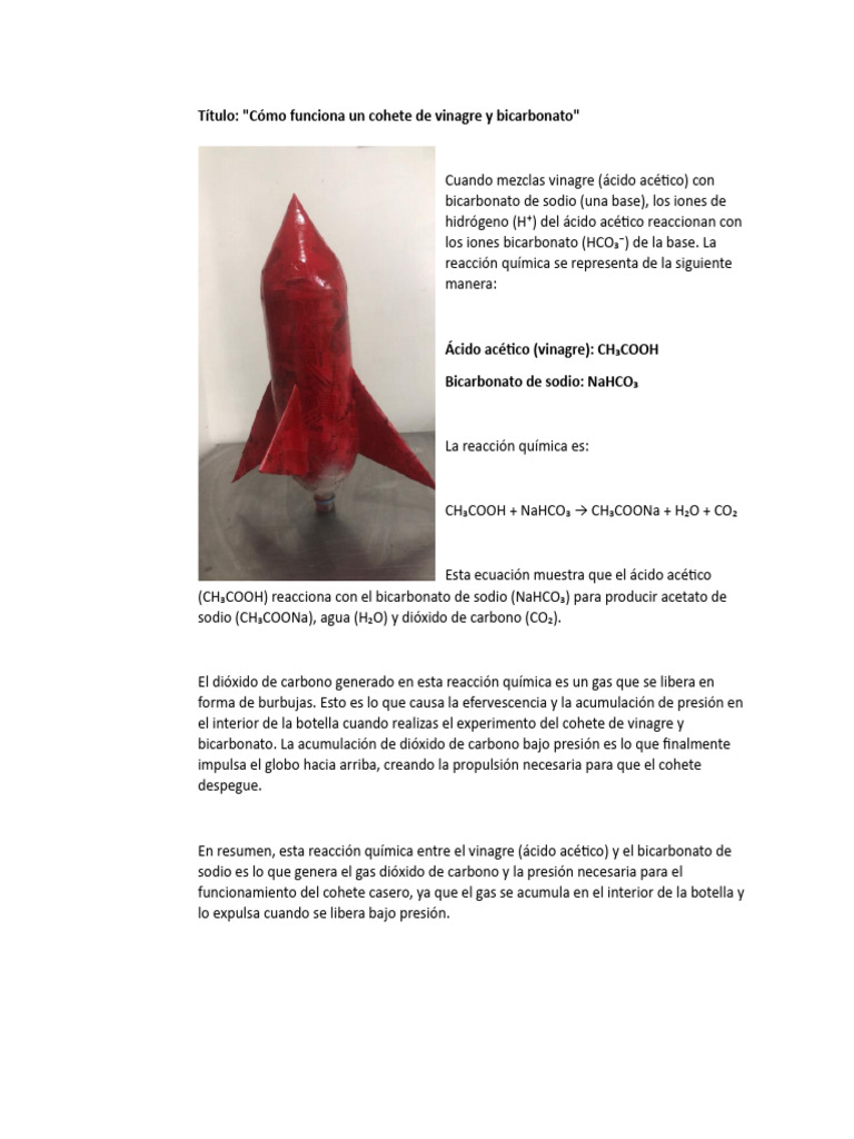Cohete | PDF | Bicarbonato de sodio | Vinagre