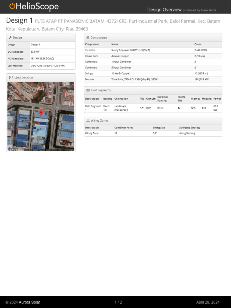 Helioscope Design 8321525 Summary | PDF | Photovoltaics | Sun