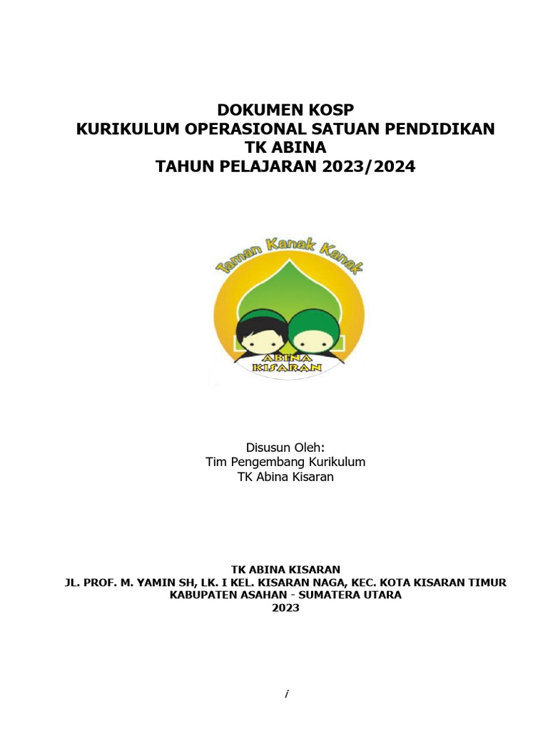 Kurikulum TK Abina Kisaran | PDF